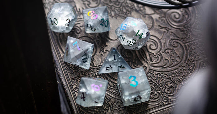 Black Inked Lightning DND Dice – Crisp Rolls and Style | Runic Dice