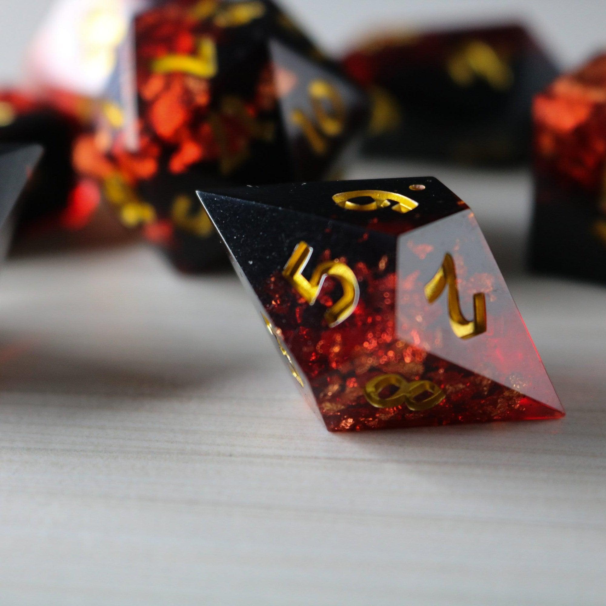 Handmade Dark Blood Resin DND Dice Set | Best RPG Dice