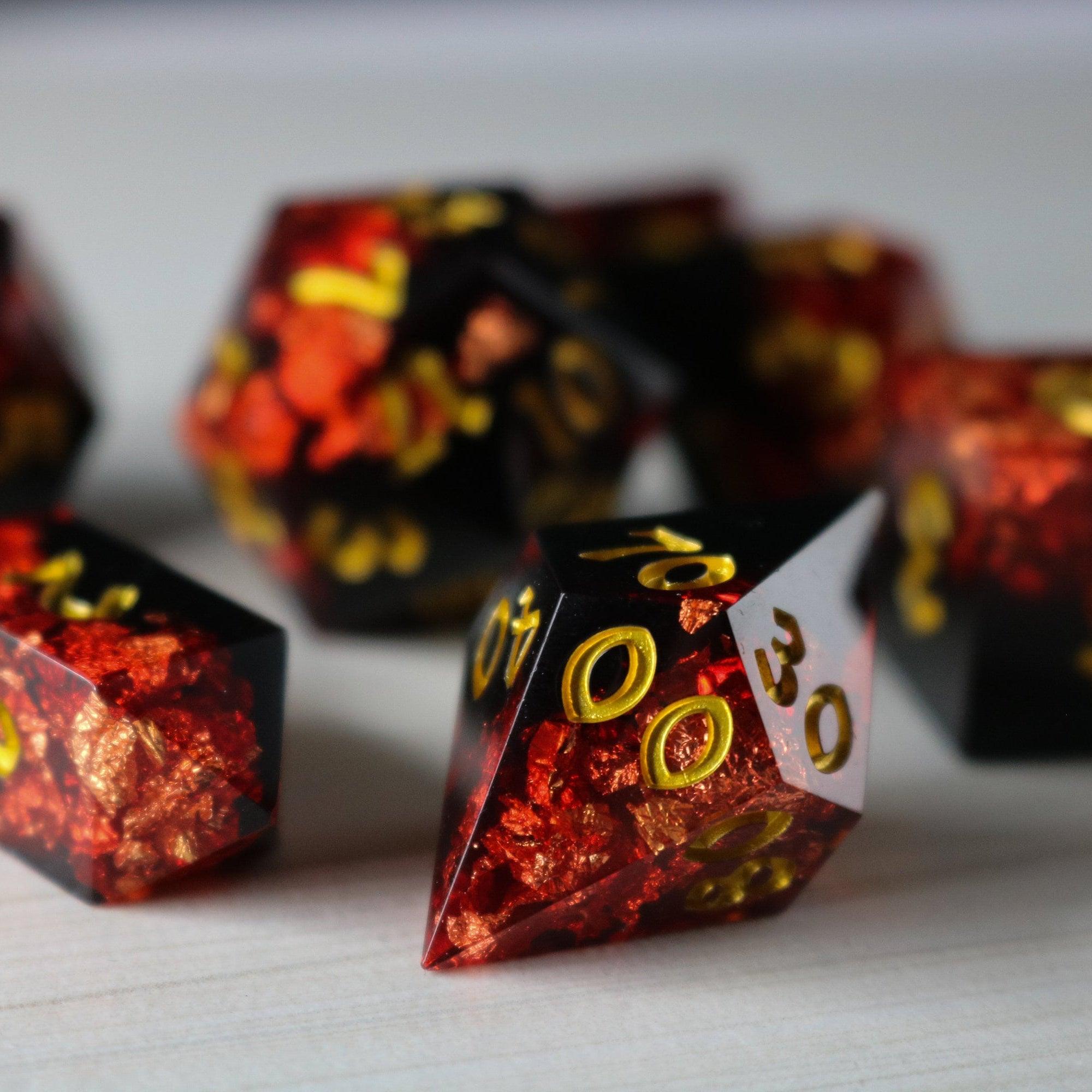 Handmade Dark Blood Resin DND Dice Set | Best RPG Dice
